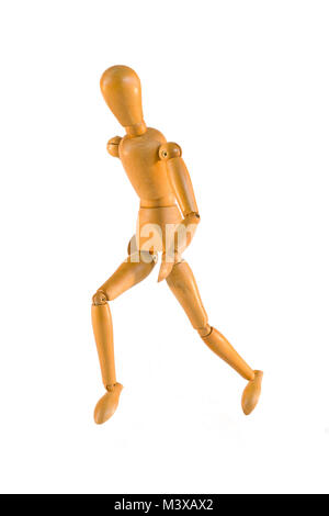 Wood model with running pose isolated on white background Stock Photo ...
