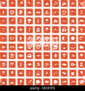 100 research icons set grunge red Stock Vector Image & Art - Alamy