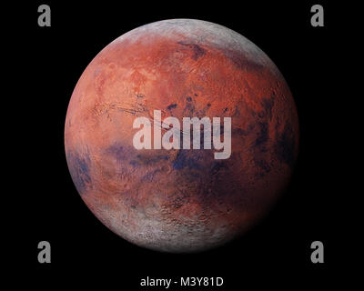 planet Mars during the Martian winter, isolated on white background (3d ...