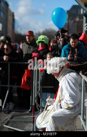 Cologne, Germany. 12th Feb, 2018. Revelers attend the Rose Monday ...