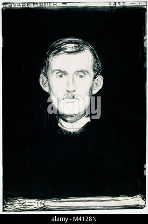 Edvard Munch, Self-portrait with skeleton arm, a lithograph. Germany ...