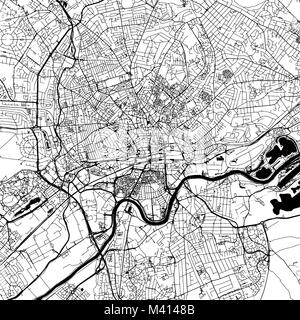 Nottingham Great Britain City Map in Black and White Color in Retro ...
