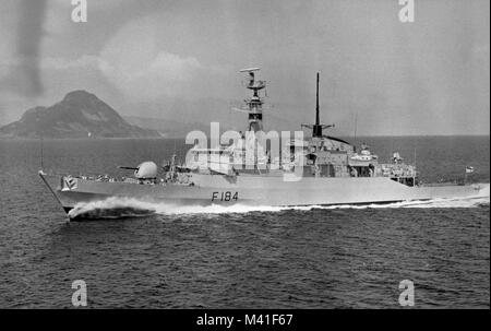 The Type 21 Frigate HMS Amazon speeds through the Red Sea November 1986 ...