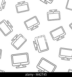 Computer monitor seamless pattern background. Business flat vector ...