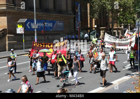 Sydney, Australia. 14 Feb, 2018. Pictured: police and protesters both ...
