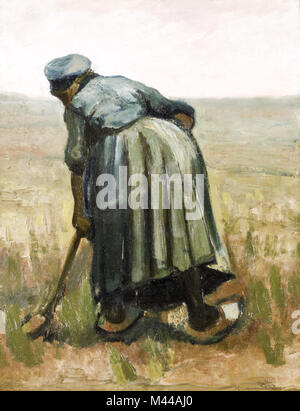 'Peasant Woman Digging' by Vincent van Gogh is a portrayal of rural ...