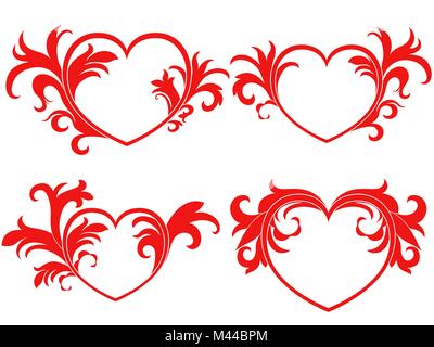 Valentine four hearts, illustration, vector on a white background Stock ...