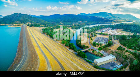 Scenic aerial panorama of Lake Eildon Dam and Goulburn River. Melbourne ...