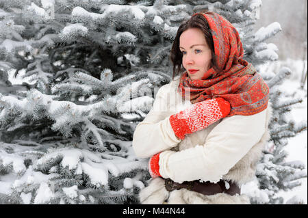 Young woman in the park at winter Stock Photo - Alamy