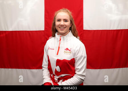 Team England's Emily Large poses for a photo during the kitting out ...
