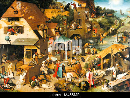Dutch Proverbs (Netherlandish Proverbs) (1559) painting by Pieter ...