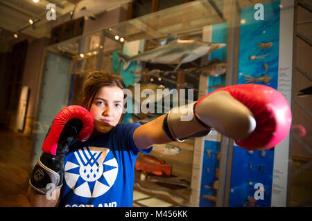 Team Scotland boxer Megan Gordon during a photocall at Kelvingrove Art ...