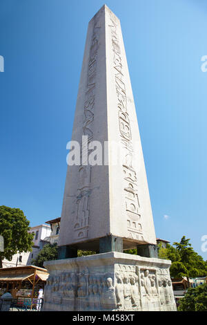 ancient high egyptian obelisk and the blue sky on background Stock ...