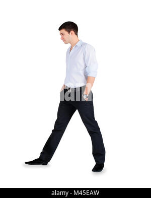 Hispanic man standing over isolated white background hands together and ...