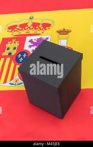 Black ballot box on Spanish flag - as metaphor for Spanish general ...