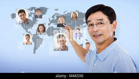 Composite image of elderly man pointing behind him Stock Photo - Alamy