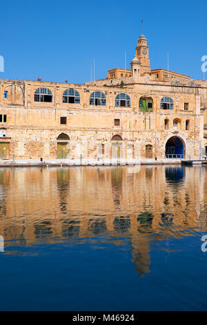 The old dock building at Bormla (Cospicua) waterfront. Malta Stock ...
