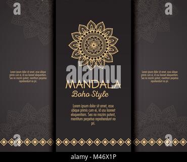 golden mandala boho style flyers vector illustration design Stock ...