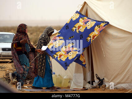 Tripoli, Libya. 8th Feb, 2018. Displaced people of Tawergha are seen in ...