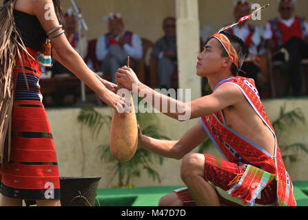 Dimapur, Nagaland, India Feb 15, 2018: A Tangkhul girl with traditional ...