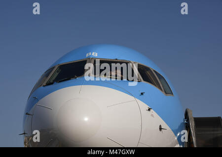 The nose and cockpit of a Boeing 757 operated by the TUI travel company ...