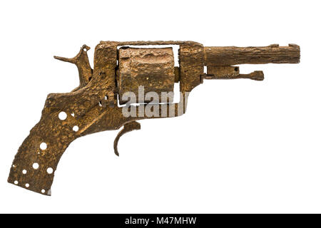 Old rusty pistol isolated on white Stock Photo - Alamy