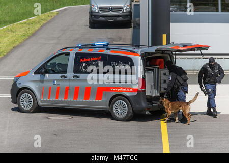 Polizeiauto mit Sondergruppe Luchs von der Luzerner Polizei Stock Photo ...