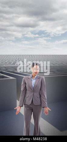 Composite image of portrait of confused young it professional with ...
