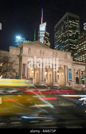 Lion in front of the New York Public Library with a Pride banner in the ...