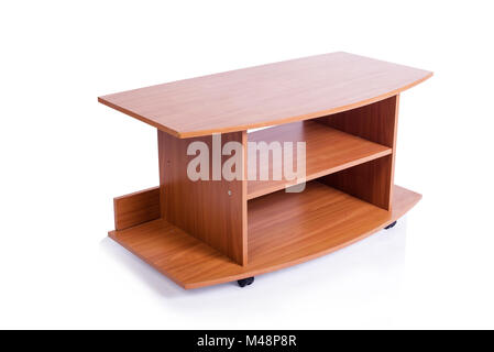 Wooden TV stand isolated on white background Stock Photo - Alamy