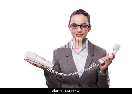 Nice elegant call center operator isolated on white Stock Photo - Alamy