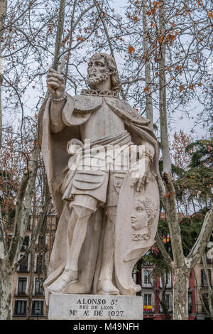 Ancient stone statue of Alonso 6, King of Castille and Leon, Madrid ...