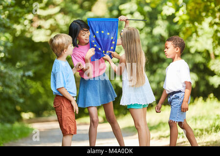 Europe flag multicultural group of young people integration diversity ...