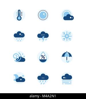 Weather types symbols - set of flat design style icons Stock Vector ...