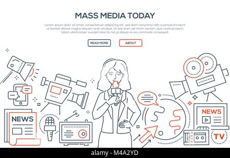 Mass media today - modern line design style illustration Stock Vector ...