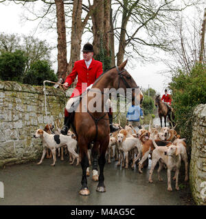 Members of the Wheatland Hunt arriving in the village of Cardington ...