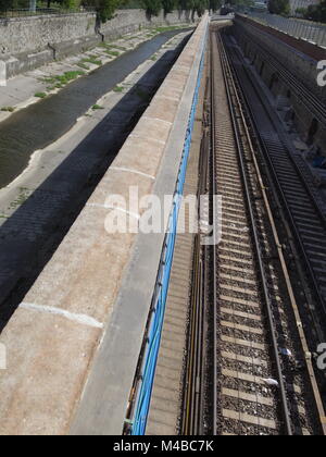 Wien, Vienna: subway line 4, river Wien, Town Hall 13. and 14. district ...
