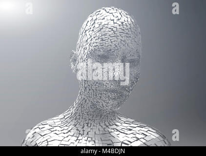 3d rendering. Explode abstract portrait Stock Photo - Alamy