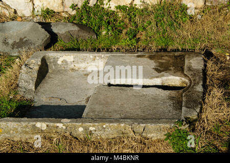 Archaeological ruins of ancient toilet structure in Caesarea, Israel ...
