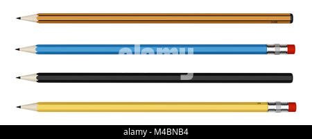 Four pencils isolated on white background Stock Photo - Alamy