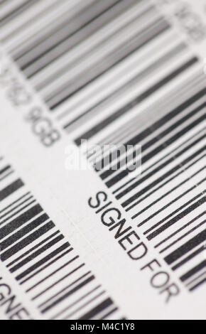 Signed for barcode Stock Photo - Alamy