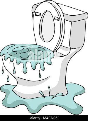 An image of a broken toilet clogged and backing up overflowing Stock ...