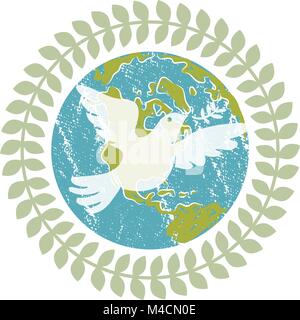 Peace dove bird with laurel wreath Peace and diplomacy flat concept ...