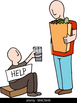 Poor homeless man asking for money. Street begging. Social issue. Hand ...