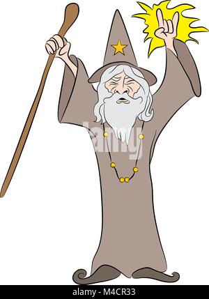 wizard casting a spell cartoon illustration Stock Vector Image & Art ...