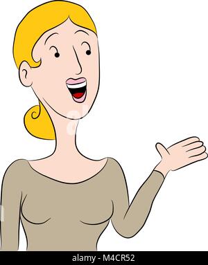 Woman giving lecture, illustration, vector on a white background Stock ...
