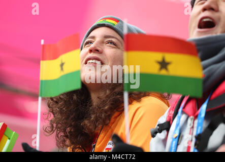 Fans of South Korea cheer during the World Cup Group A soccer match ...