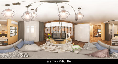 360 Degrees Home Interior, Living Room Stock Photo - Alamy