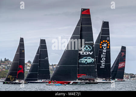 (L-R) Beau Geste, Wild Oats XI, Wild Oats X and Black Jack are seen at ...