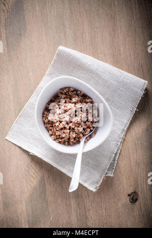 The boiled buckwheat cereal in plate Stock Photo - Alamy
